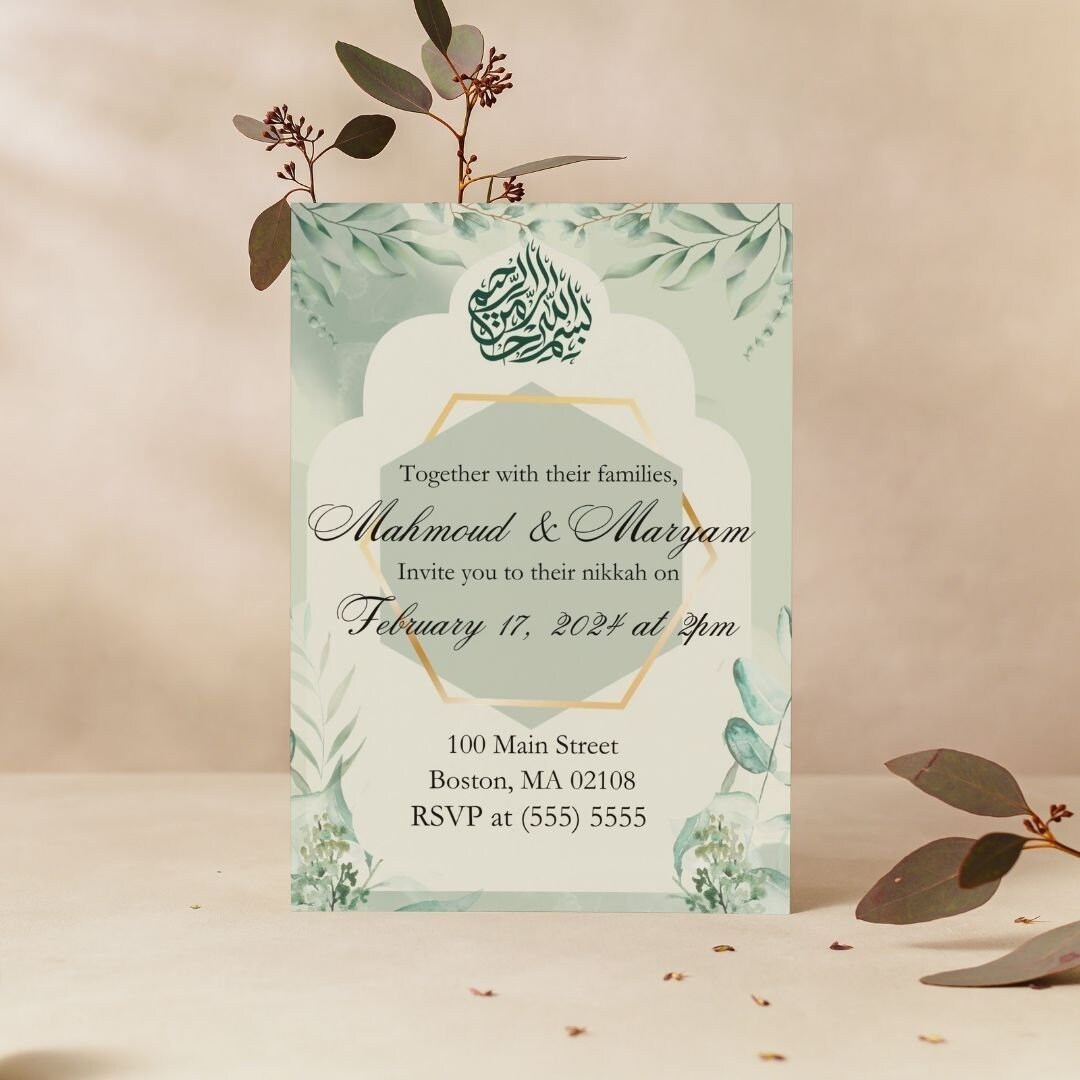 Muslim Wedding Invitation, Nikkah Invitation, Nikkah Invite, Mehdi ...