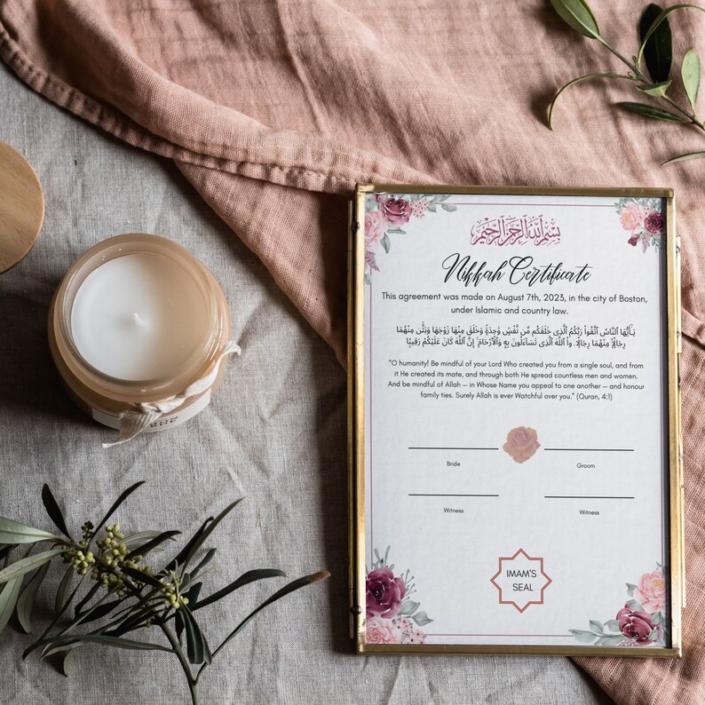 Nikkah Certificate Digital, Nikkah Contract, Wedding Certificate ...