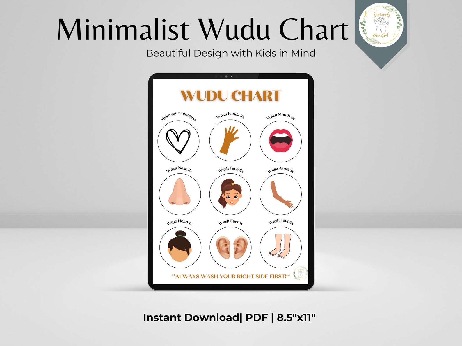 Wudu Chart, Islamic Home Decor, Muslim Gift, Islamic Gift, Islamic ...