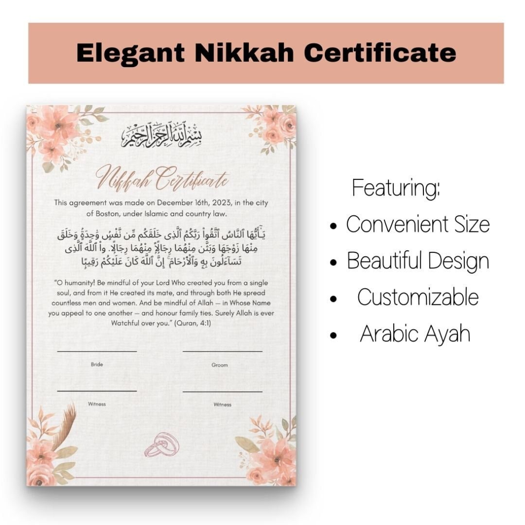 Muslim Wedding- Nikkah Certificate. Nikkah Sign, Islamic Wedding ...