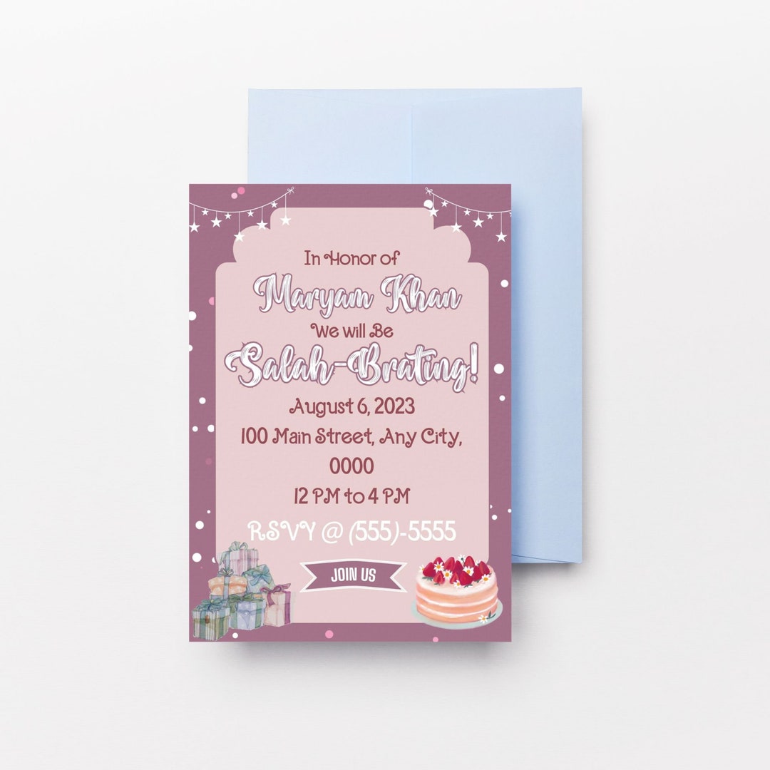 Salahbration Invitation: Islamic Prayer Party, Editable Template ...