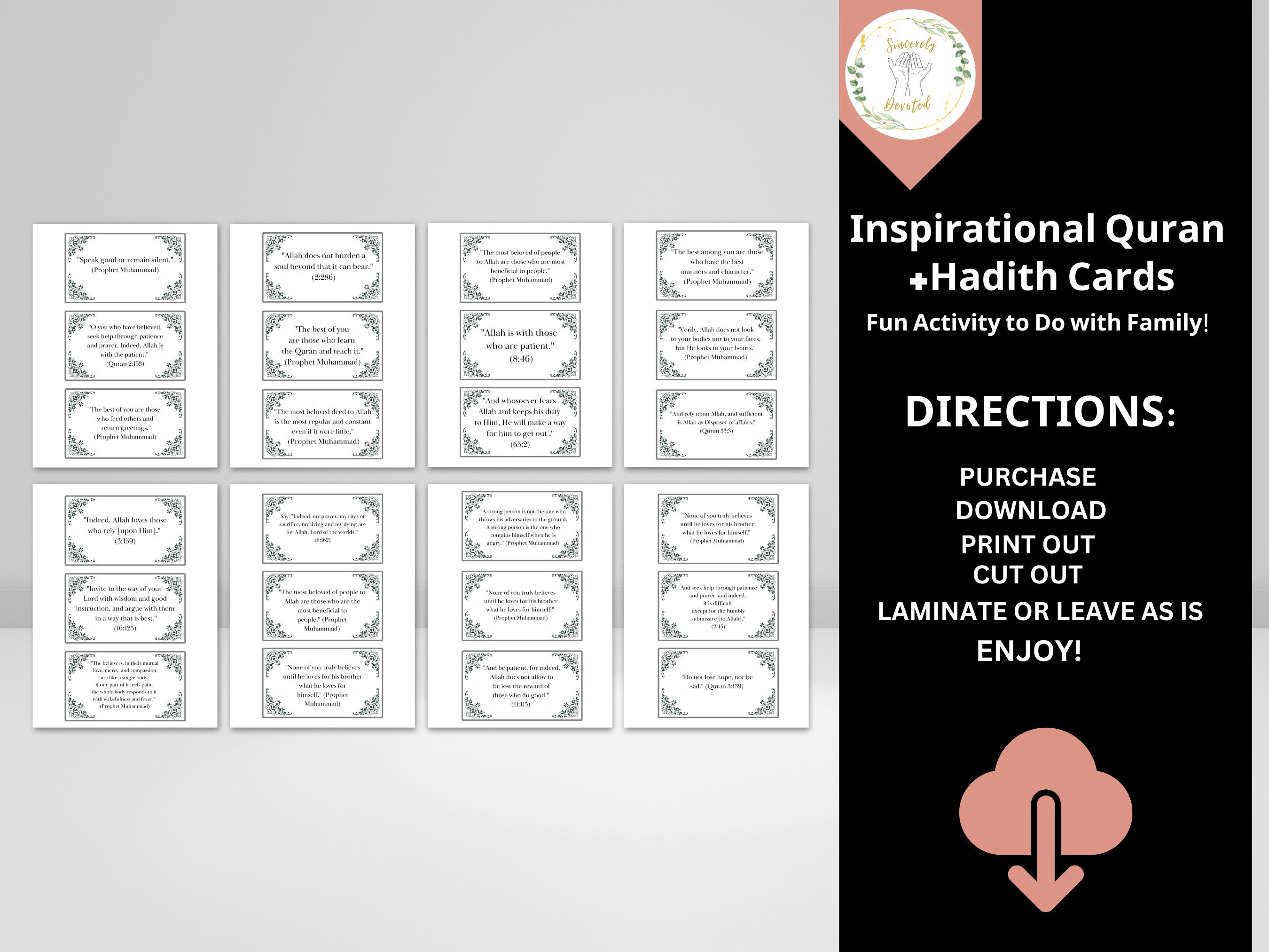 Quran Quotes, Islamic Inspirational Cards, Muslim Gift, Ramadan Gift ...