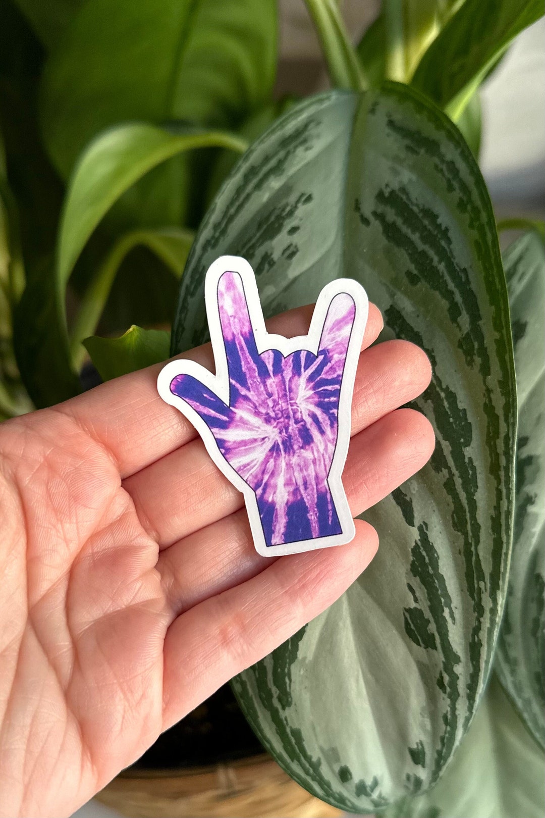 ASL I Love You Purple Tie Dye Sticker - Etsy