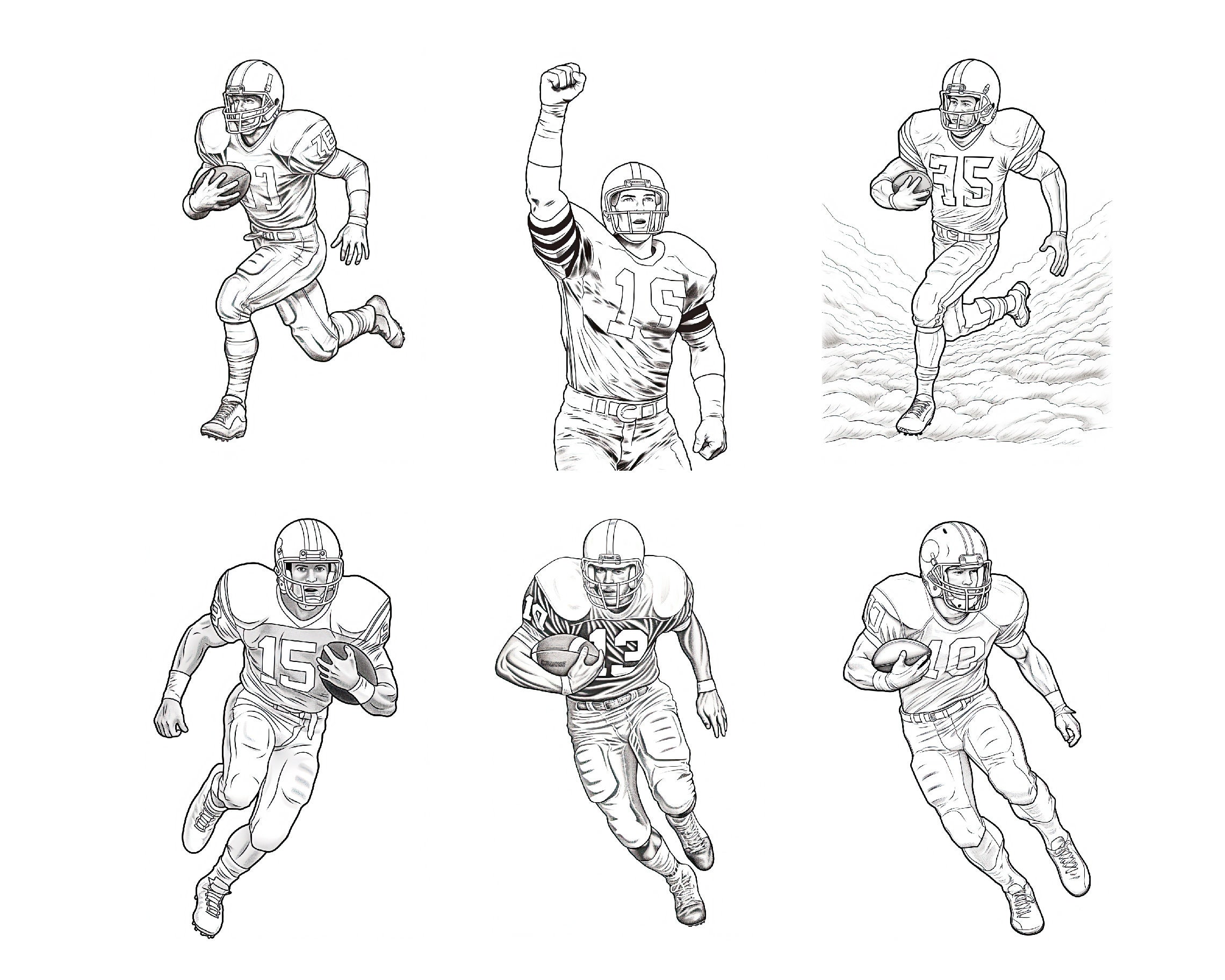 Football Players Coloring Pages, Coloring Pages for Adults, Grayscale ...
