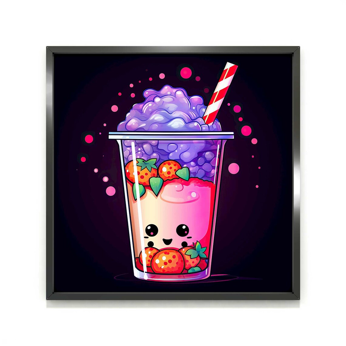 Colorful Boba Drink Image. Vibrant Cute Kawaii Boba Tea Print ...