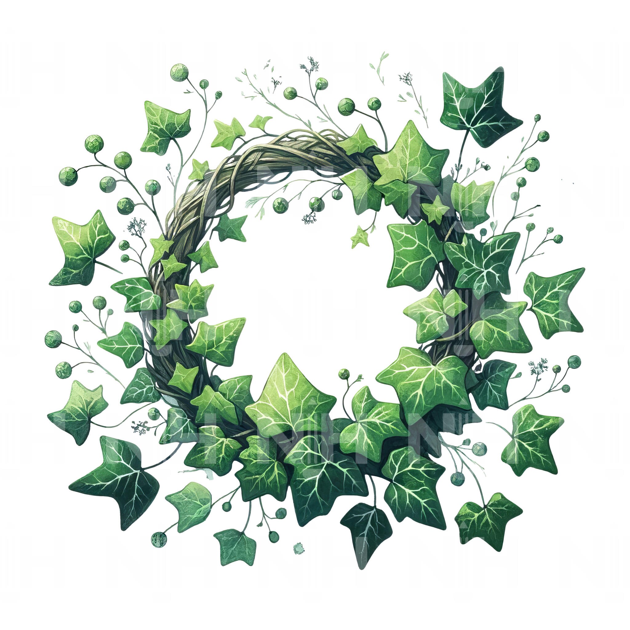 Watercolor Ivy Clipart 5pcs PNG Digital Download Card Making, Digital ...