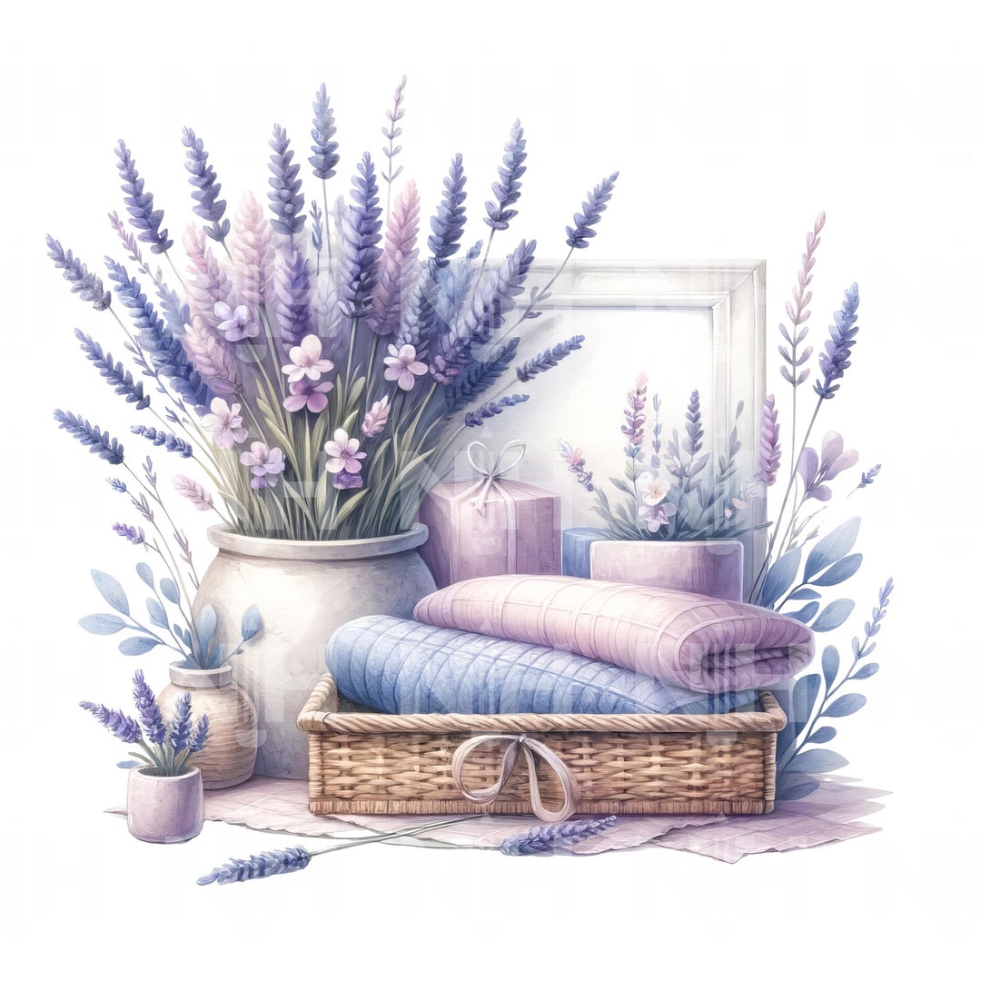 Lavender Arrangement Clipart 5pcs PNG Digital Download Card Making ...