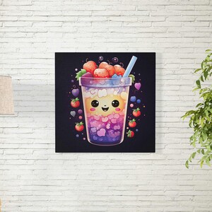 Colorful Boba Drink Image. Vibrant Cute Kawaii Boba Tea Print ...