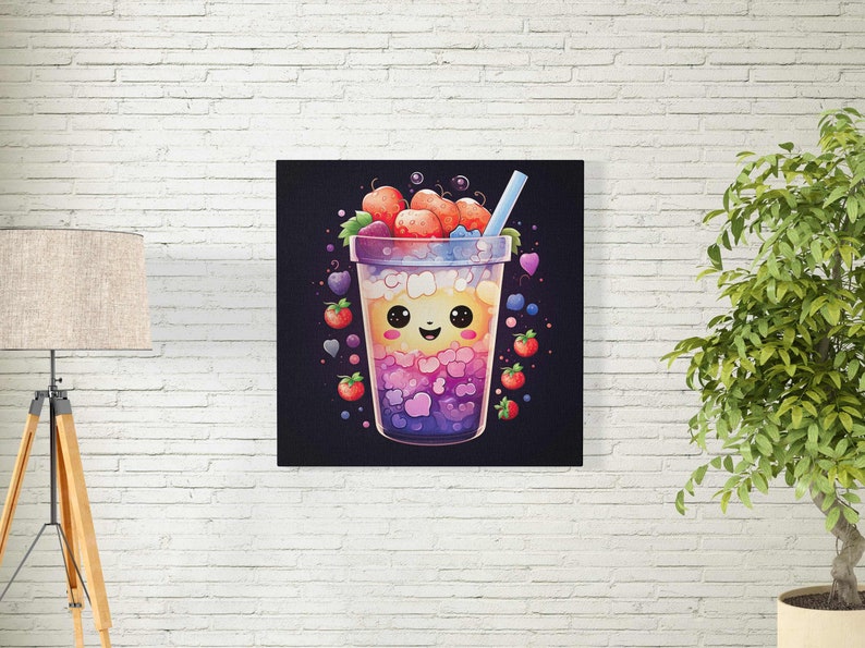 Colorful Boba Drink Image. Vibrant Cute Kawaii Boba Tea Print ...