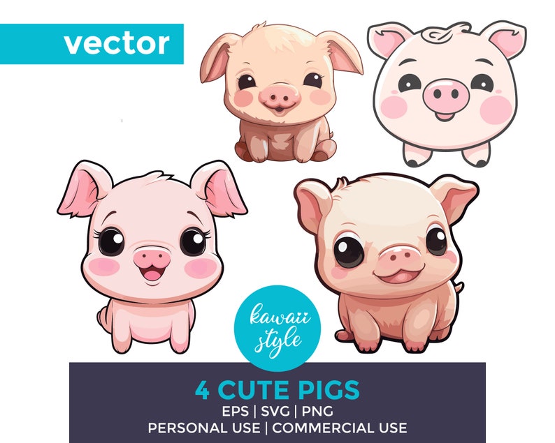 Cute Pig Svg Bundle Pig Svg Cute Animals Svg Pig Clipart Baby Pig ...