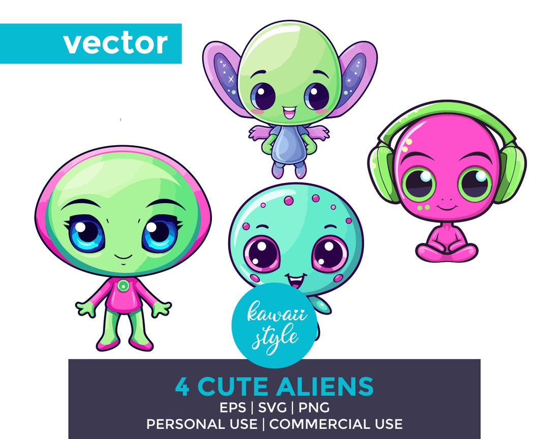 Cute Alien Svg Bundle UFO Space Svg Cute Kawaii Svg Alien Cliparts ...