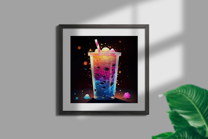 Colorful Boba Drink Image. Vibrant Cute Kawaii Boba Tea Print - Etsy