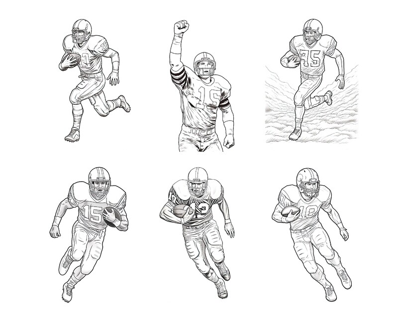 Football Players, Coloring Pages for Adults, Grayscale Coloring Page ...