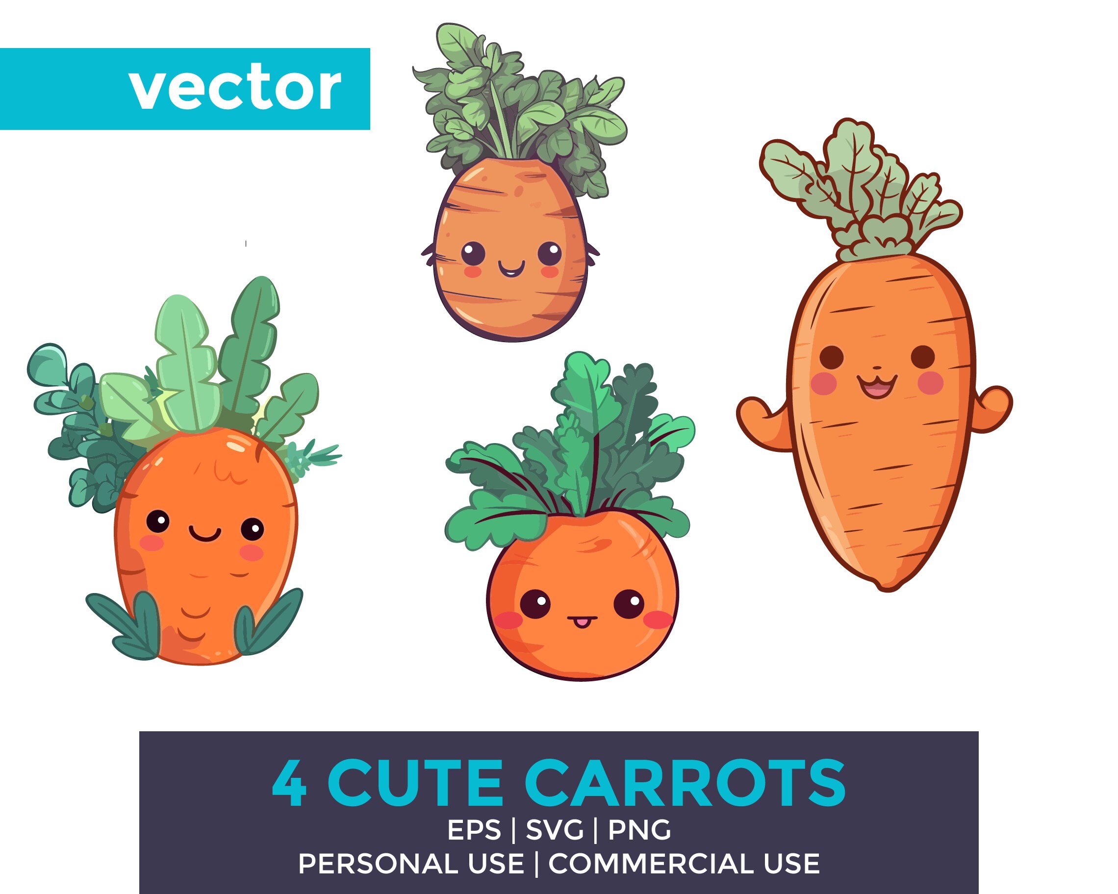 Cute Carrot Svg Bundle Carrot Svg Vegetable Clipart - Etsy
