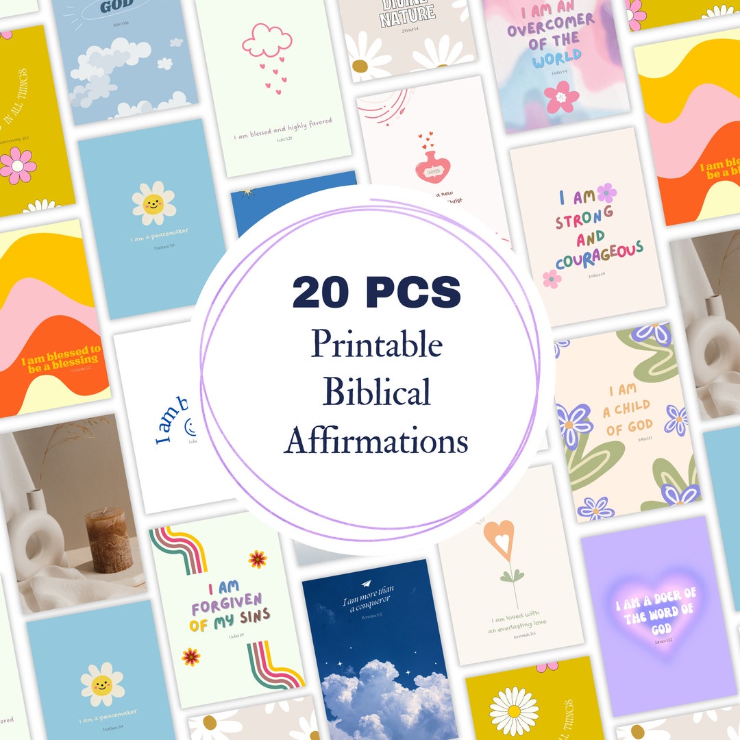 20 Biblical Affirmation Cards Positive Quote Flash Card - Etsy