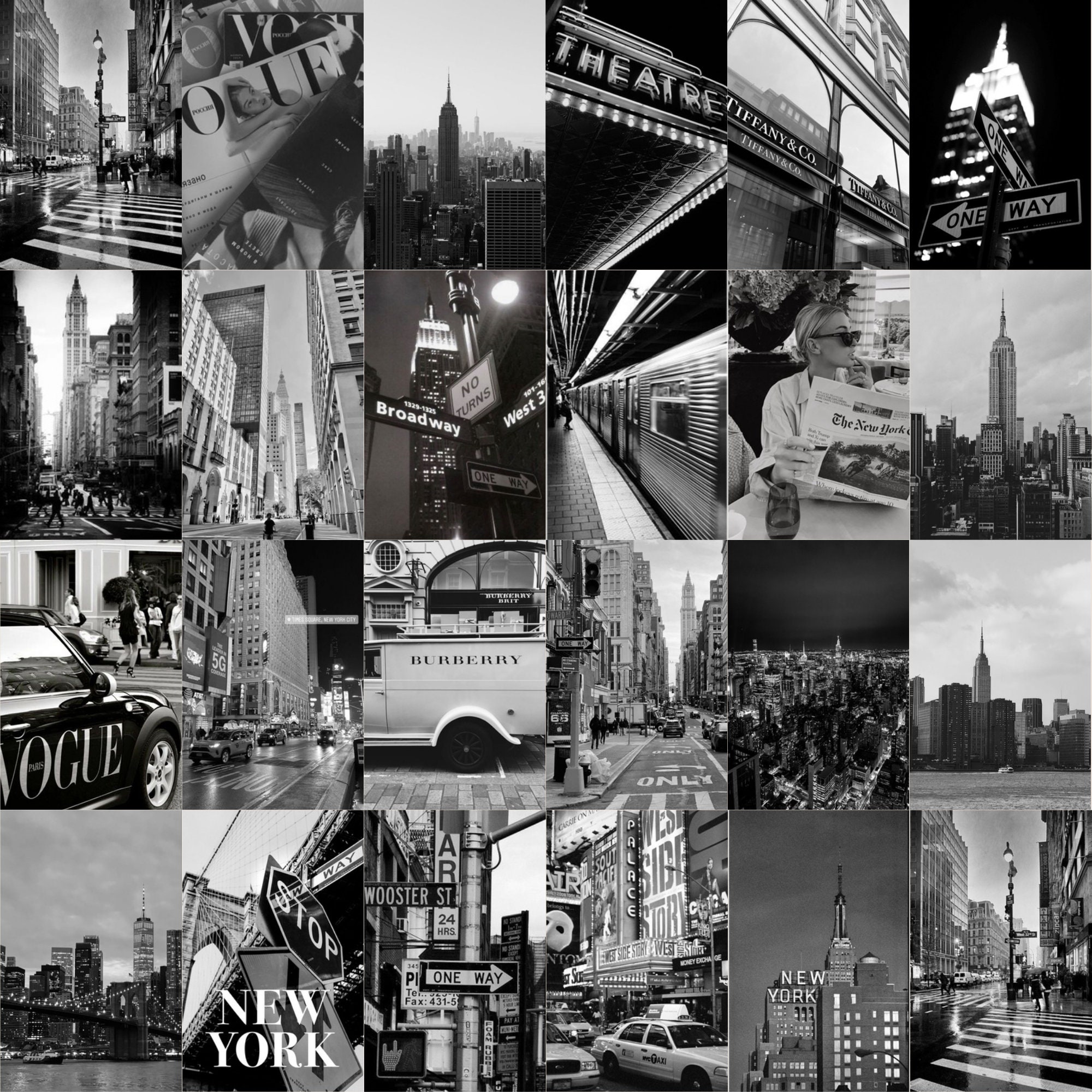 160 PCS New York City Wall Collage Kit Black & White NYC Collage NYC ...