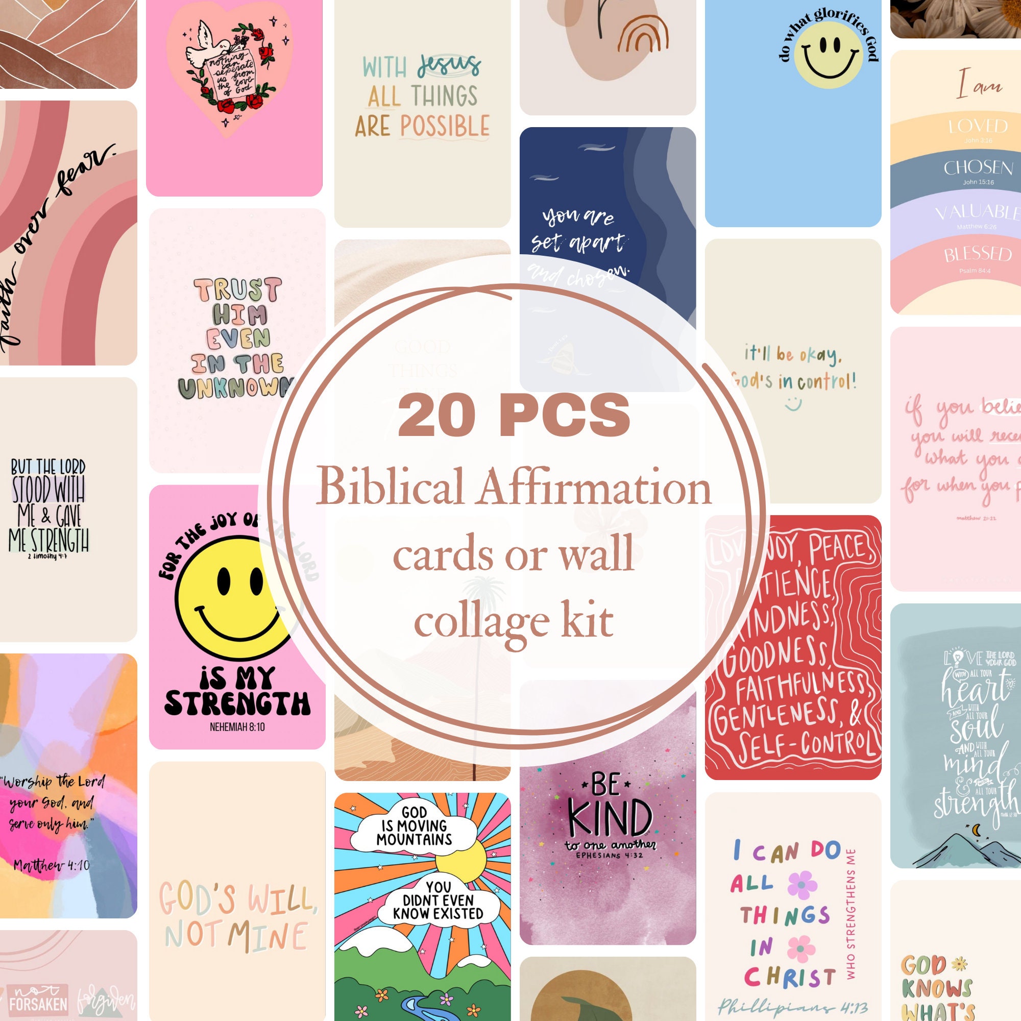 20 Biblical Affirmation Cards Positive Quote Flash Card Printable ...