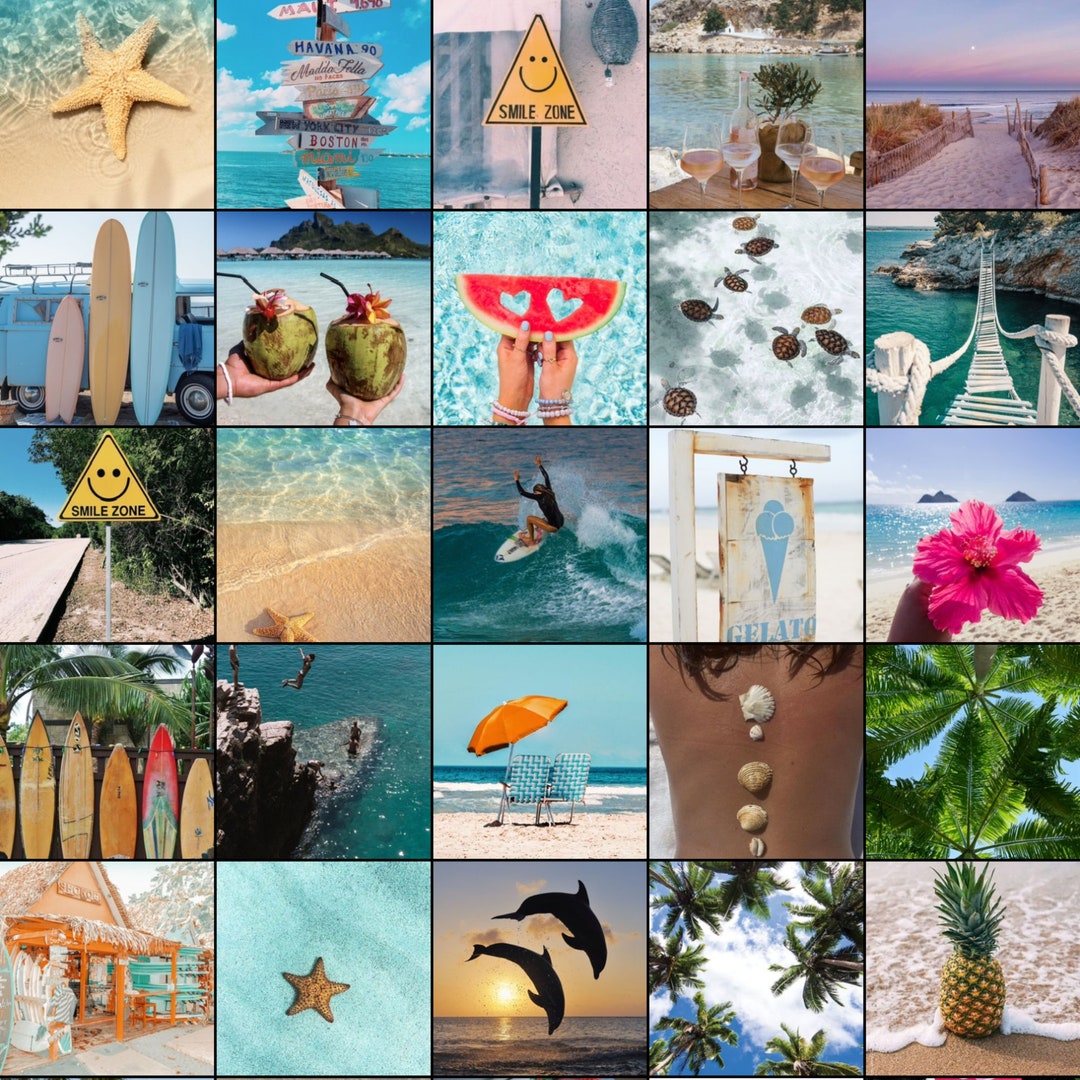180 PCS Summer Aesthetic Wall Collage Kit Summer Beach Vibes Photo ...