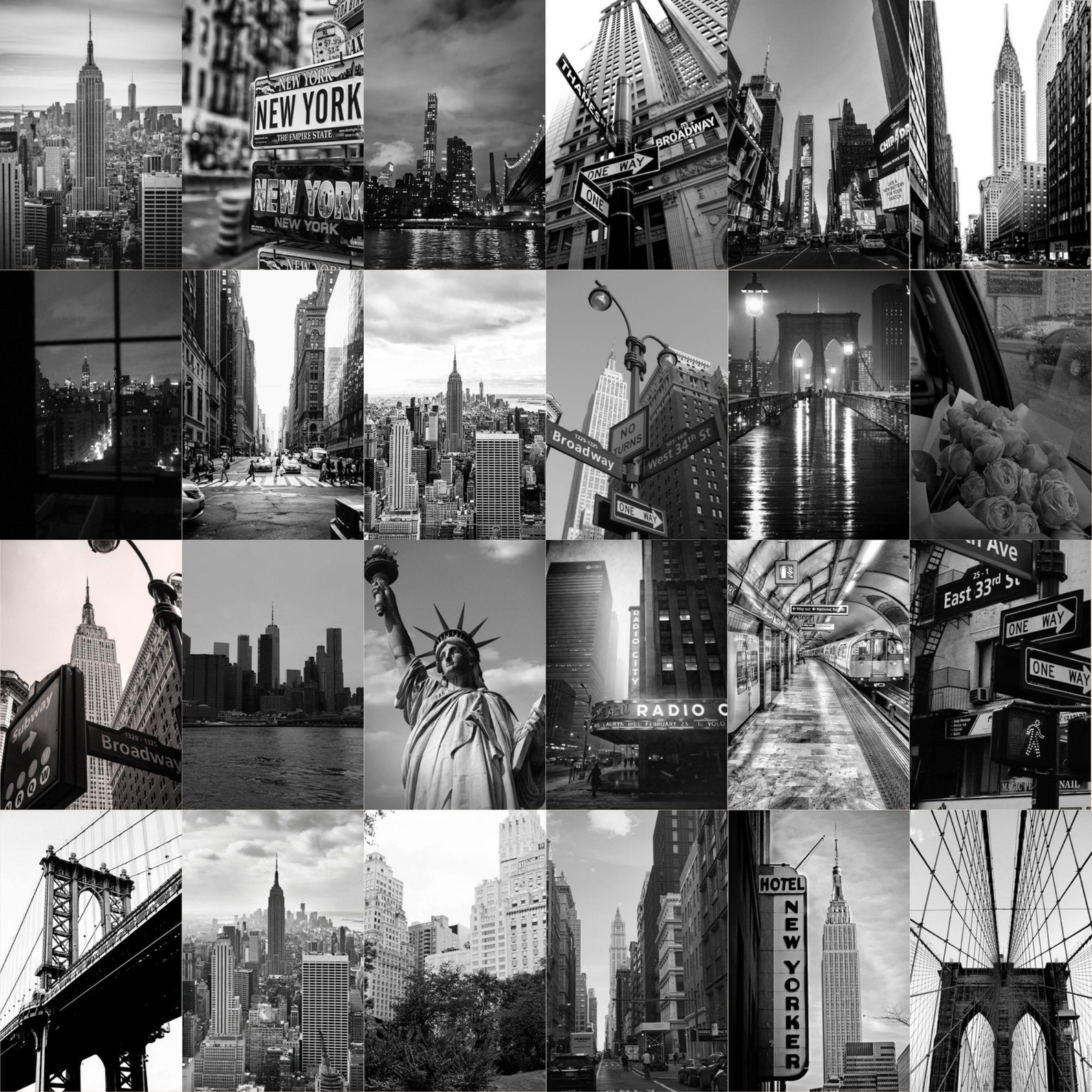 160 PCS New York City Wall Collage Kit Black & White NYC Collage NYC ...