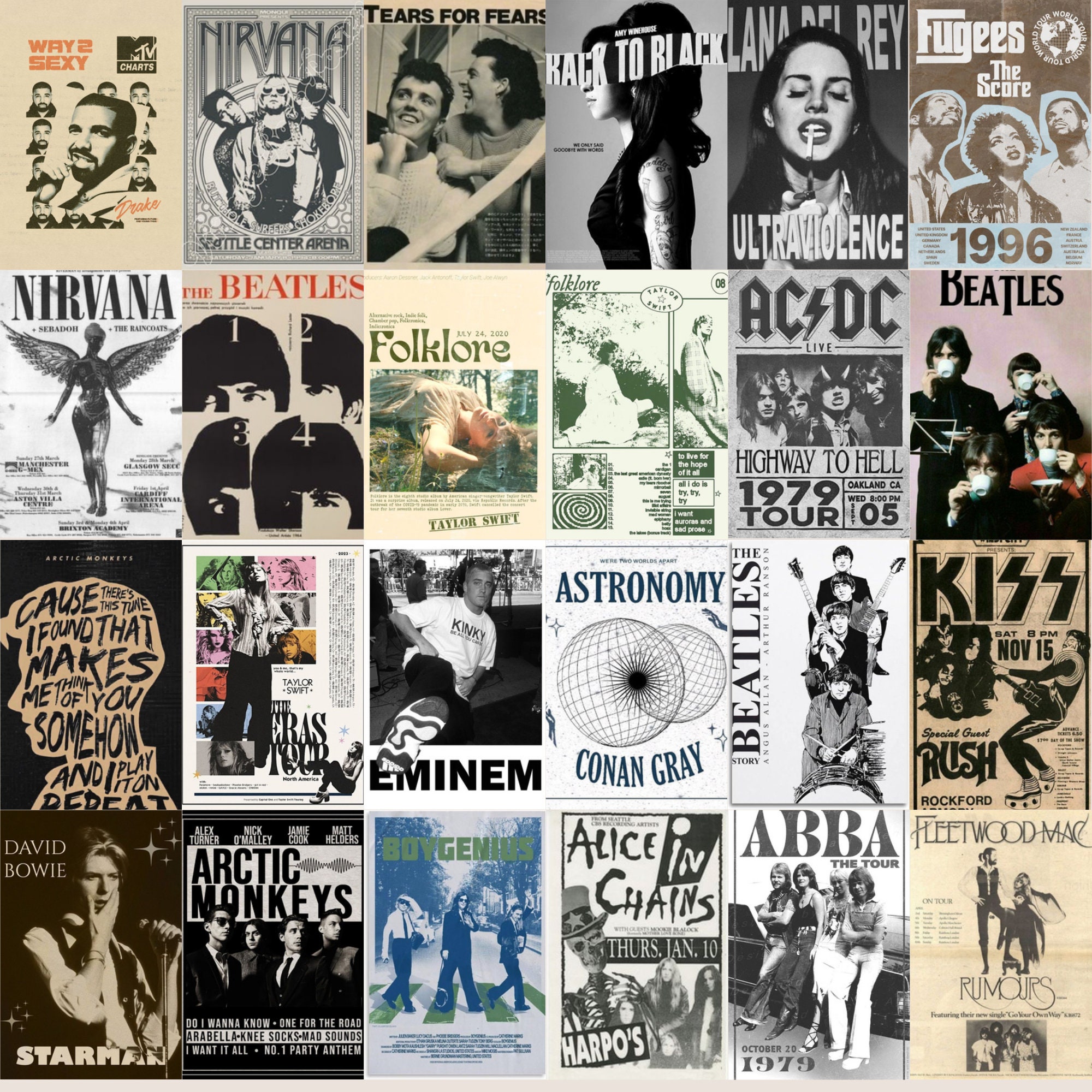 155 PCS Vintage Posters Wall Collage Prints Music Vintage Wall Posters ...