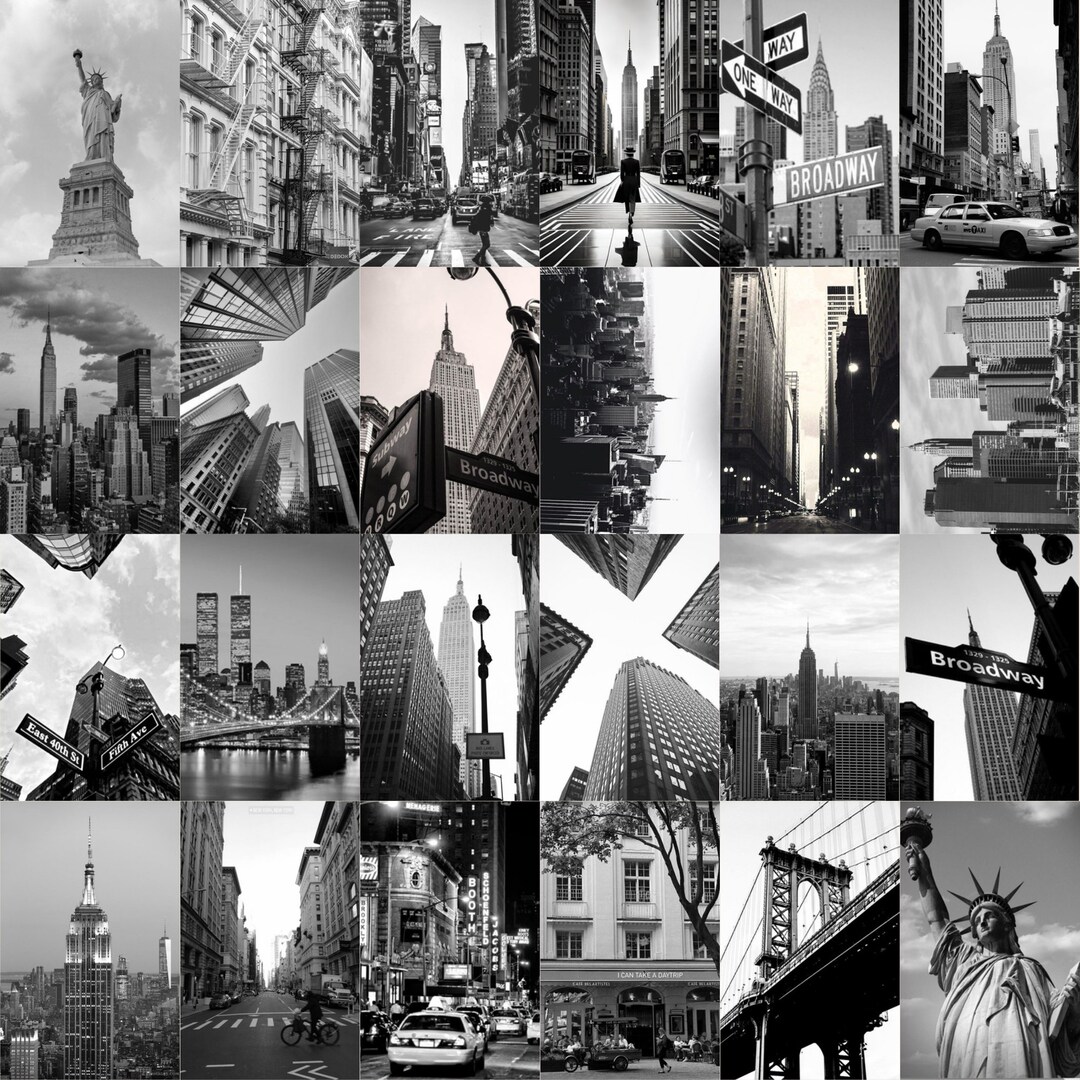 160 PCS New York City Wall Collage Kit Black & White NYC Collage NYC ...