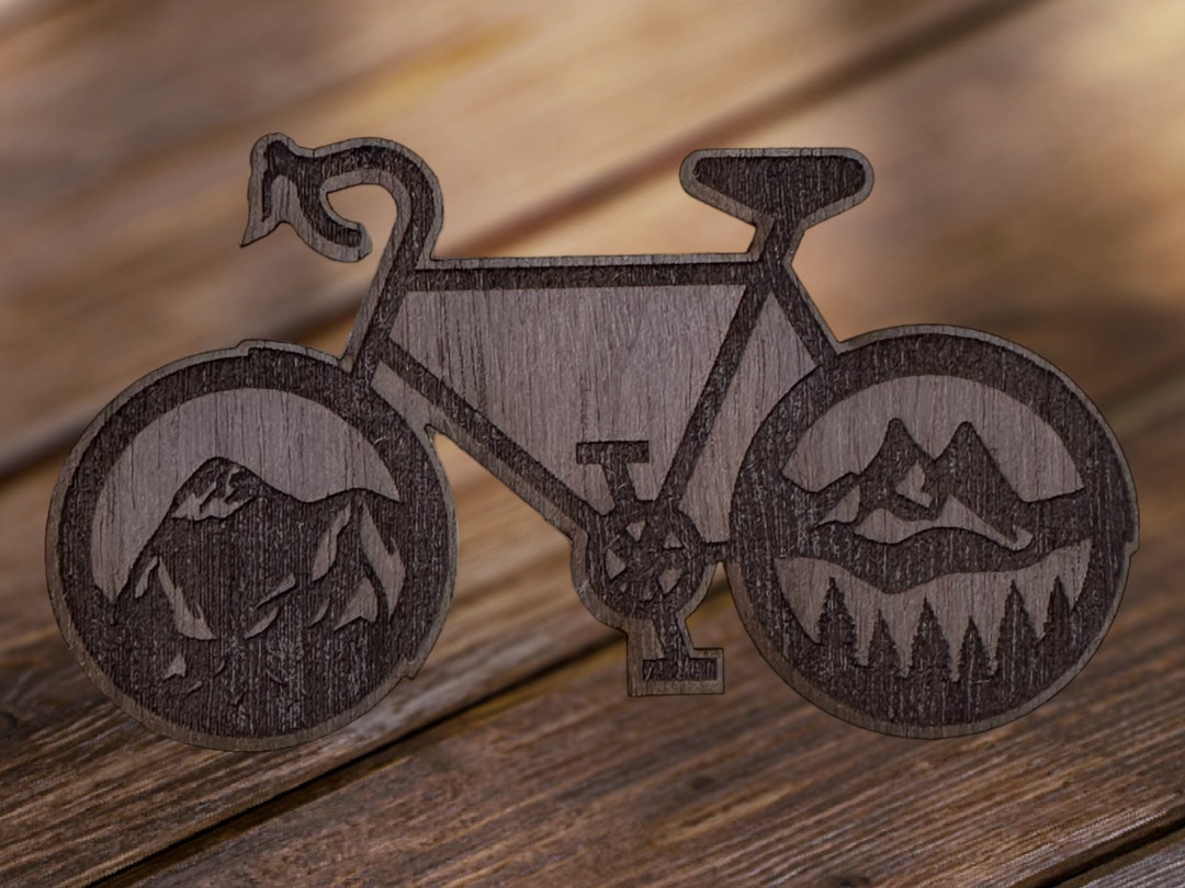 Laser Engraved Wood Decal Mountain Bike Hike Outdoors - Etsy