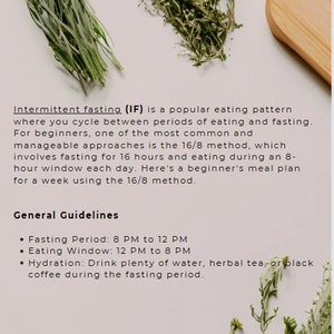 Meal Plan Intermittent Fasting I Beginner's Guide I Weekly Meal Plan I ...