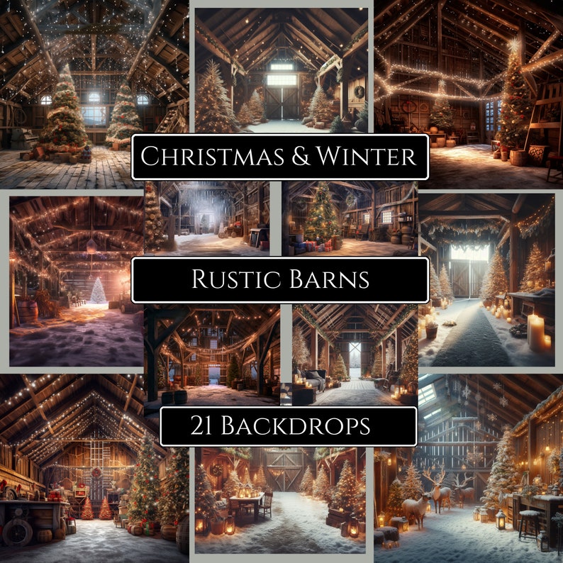 Christmas and Winter Barns Digital Backdrop Background Maternity ...