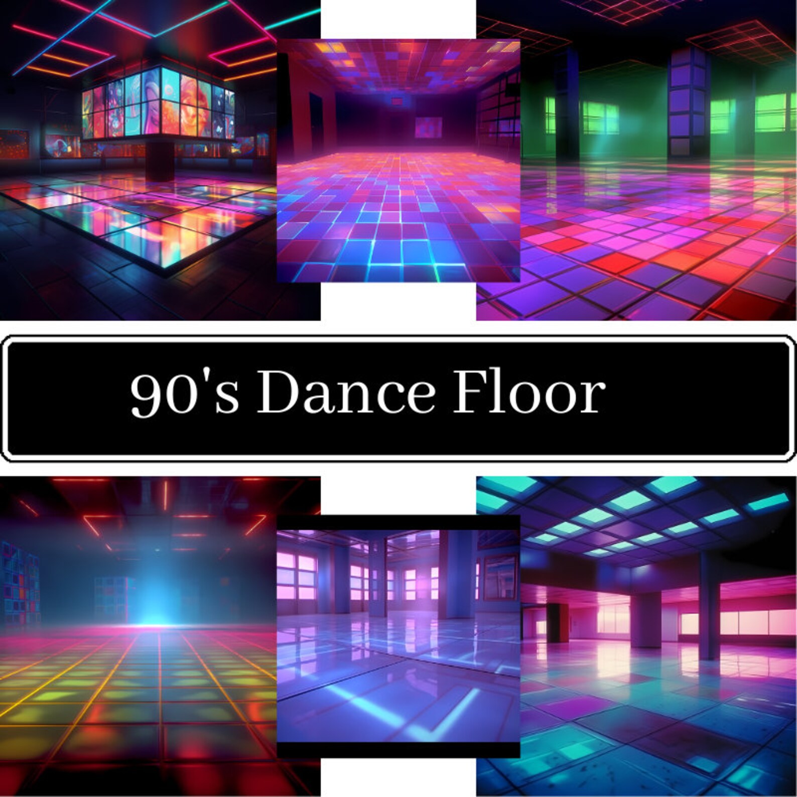 90s Dance Floor Retro Digital Backdrop Background Birthday Party ...