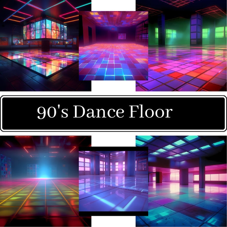 90s Dance Floor Retro Digital Backdrop Background Birthday Party ...