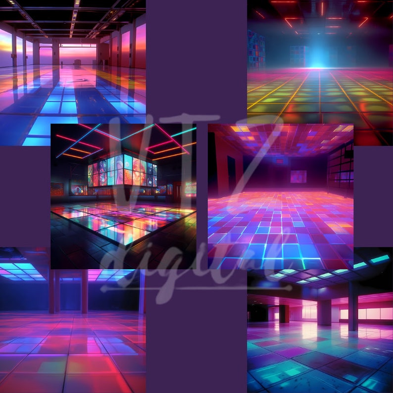 90s Dance Floor Retro Digital Backdrop Background Birthday Party ...