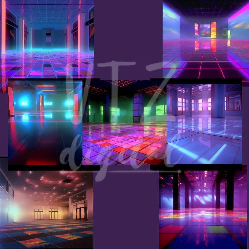 90s Dance Floor Retro Digital Backdrop Background Birthday Party ...