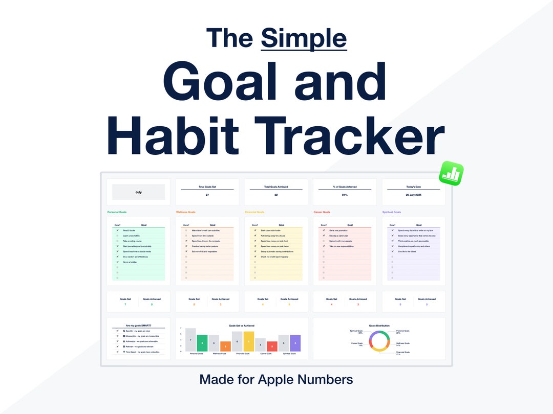 The Simple Goal and Habit Tracker for Apple Numbers - Etsy