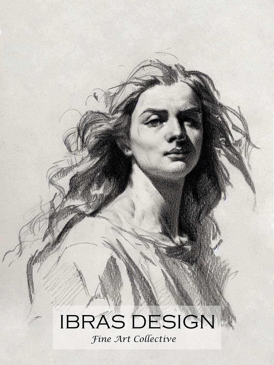 Woman Portrait #6. Pencil Drawing /room Wall Art /bathroom Wall Art ...