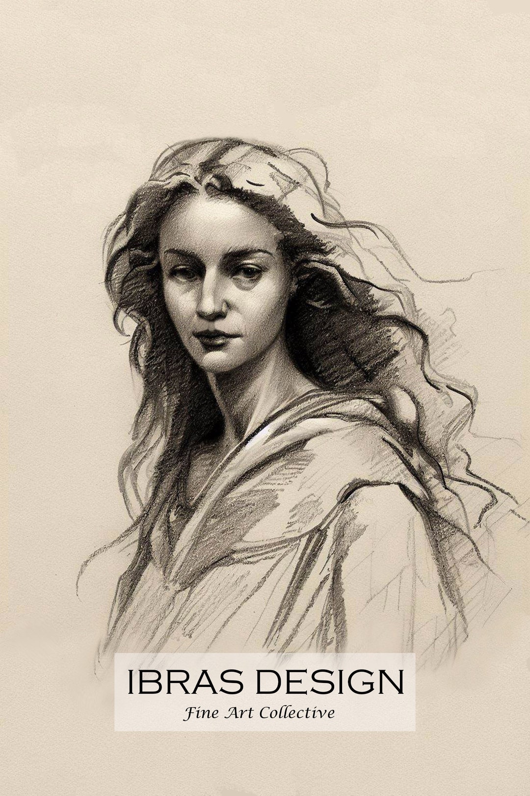 Woman Portrait #5./ Pencil Drawing on Cardboard / Room Wall Art ...