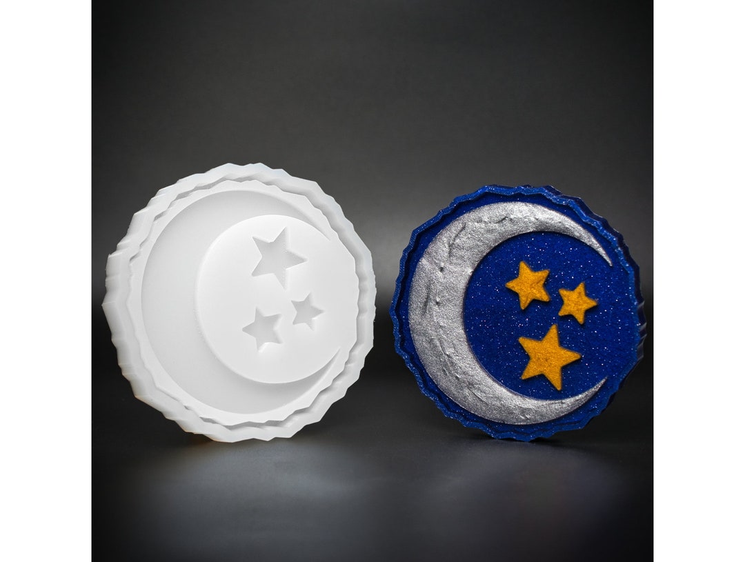 Moon and Stars Coaster Silicone Mold | Handmade Celestial Coaster Mold ...