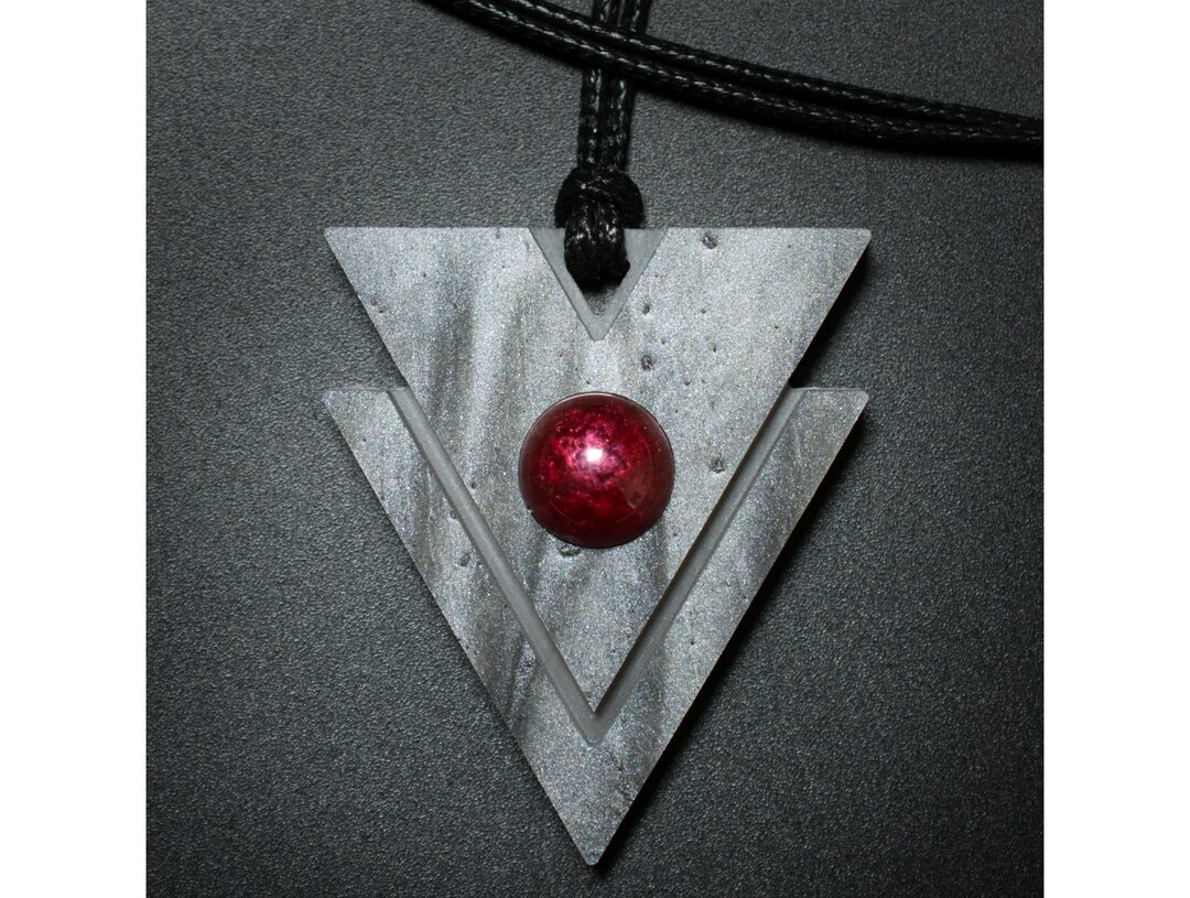 Color Kick Triangle Pendant in Gray and Red | Lightweight Resin Pendant ...