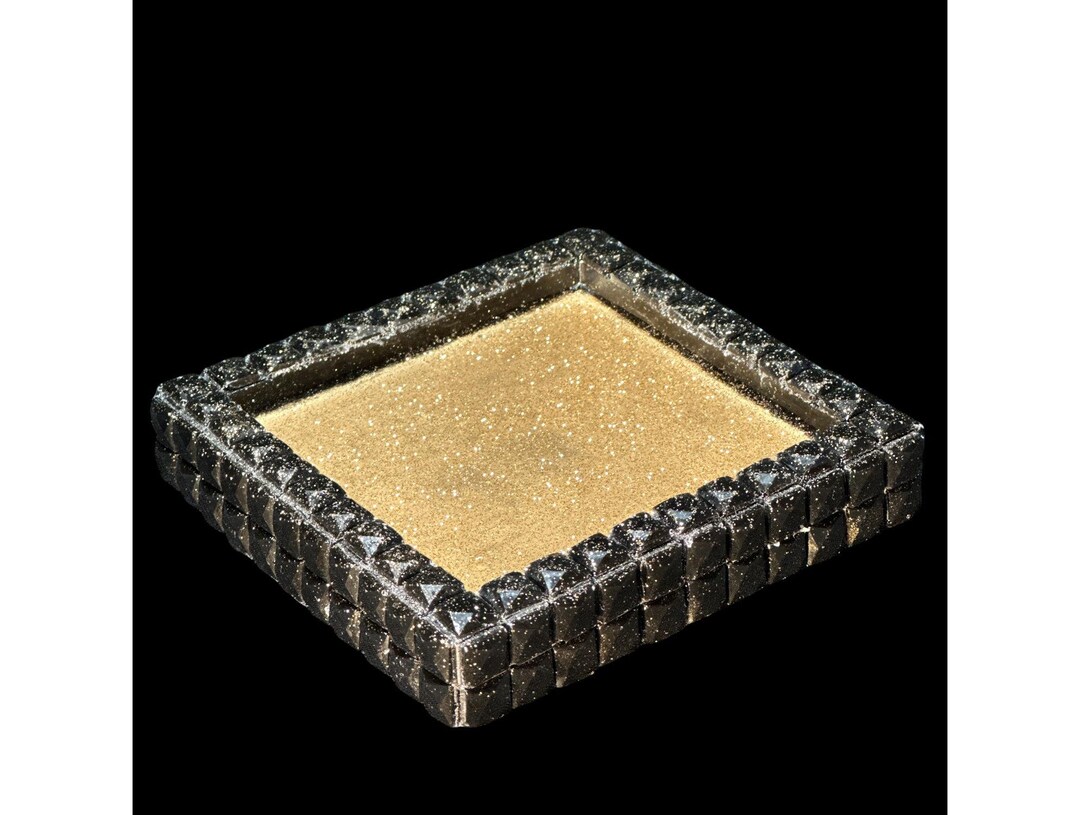 Black and Gold Double Crystal Gem Edge Trinket Dish | Crystal Edge ...