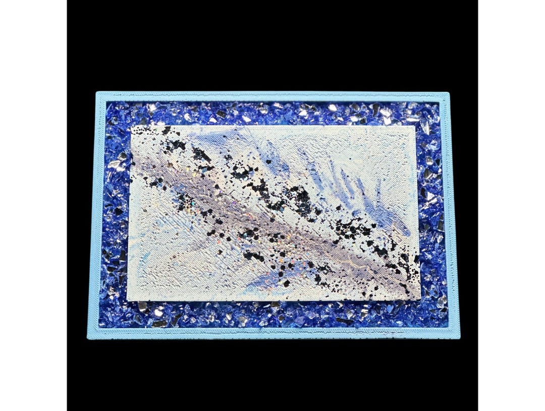 Blue Eco Resin Vanity Tray With Crushed Glass Border - Etsy