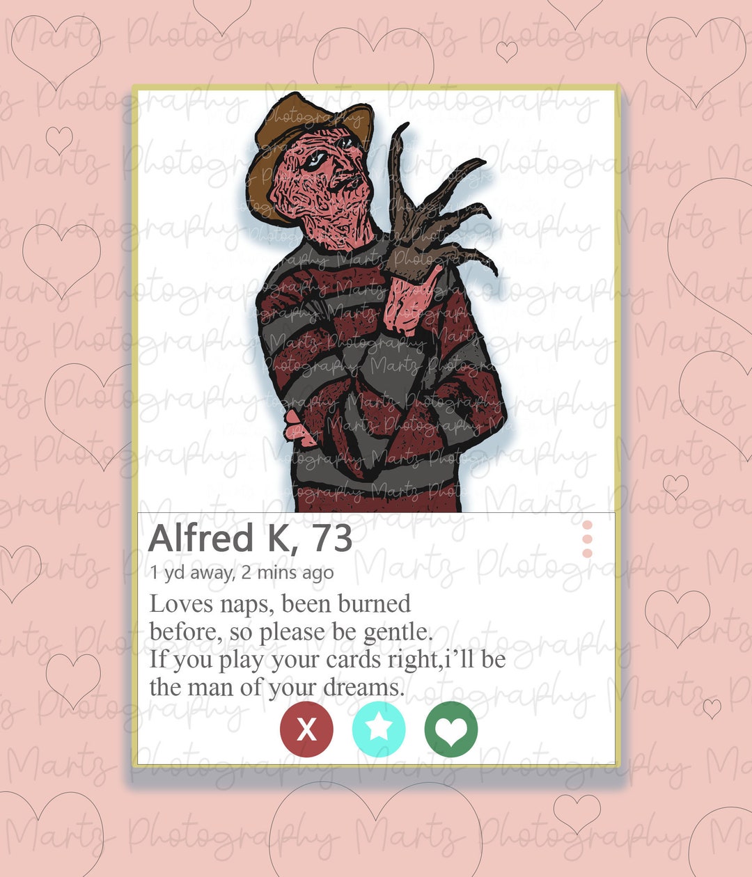 Freddy Krueger Tinder Halloween PNG, JPG Cricut Sublimation Htv File ...