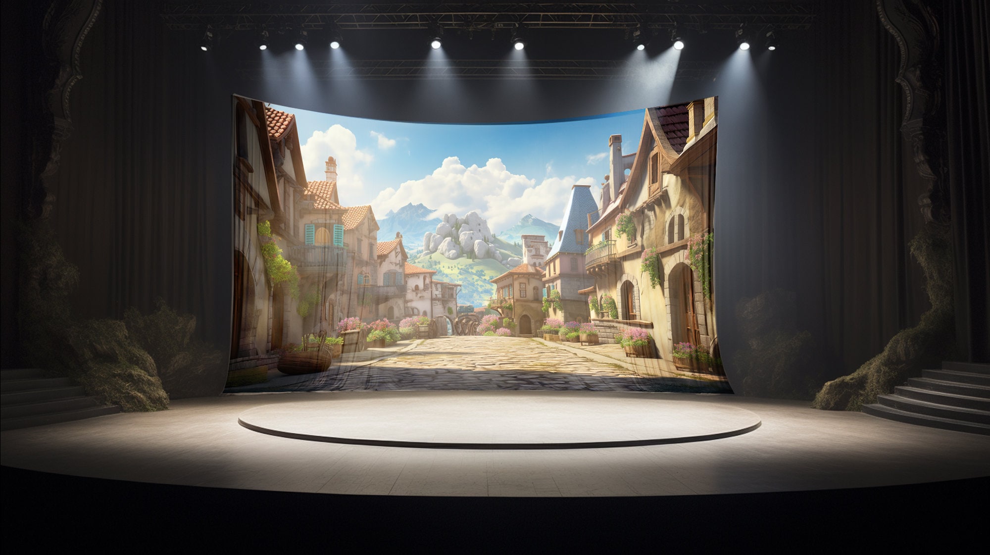 European Village Digital Backdrop for Theatre Projections - Etsy