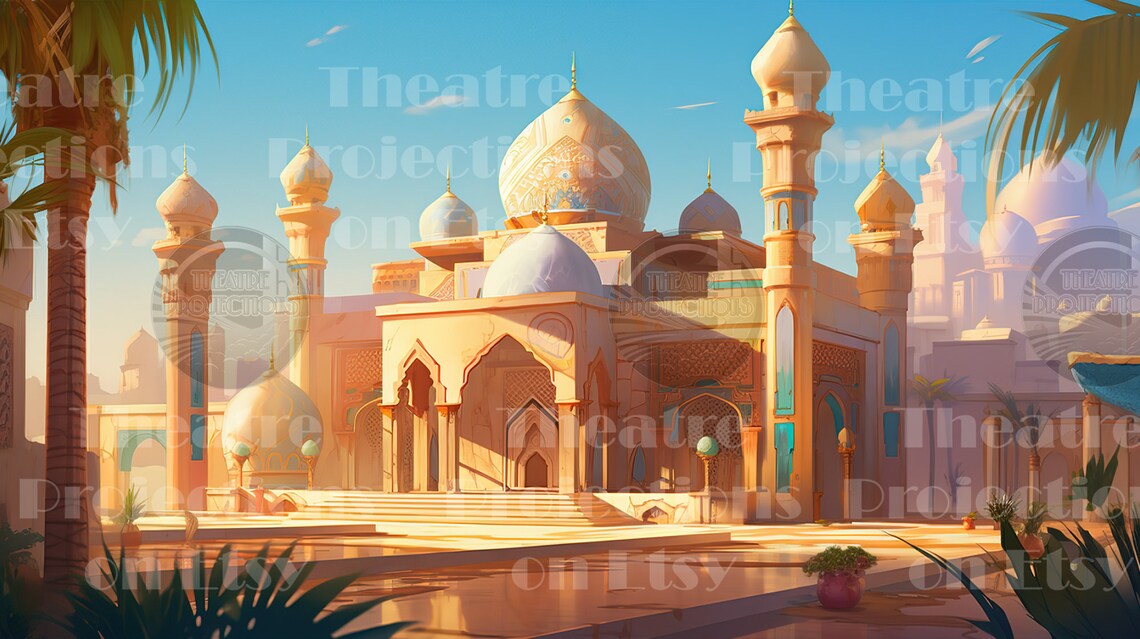 Arabian Palace Daytime Digital Backdrop Used for Theatre Projections ...