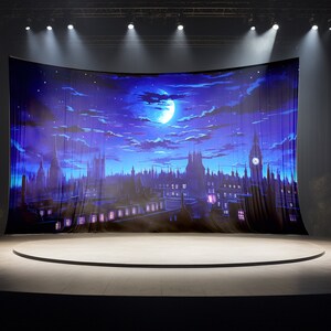 Victorian London Cityscape at Night Digital Backdrop for Theatre ...