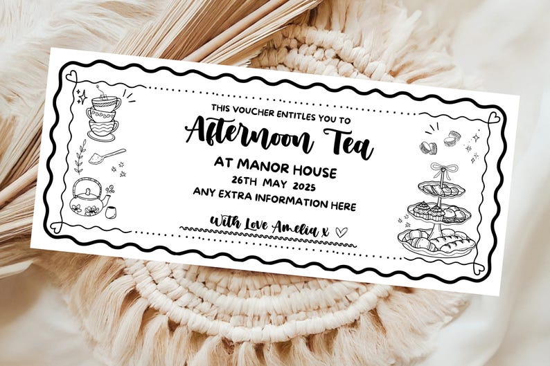 Editable Afternoon Tea Template, Personalized Travel Gift Digital ...