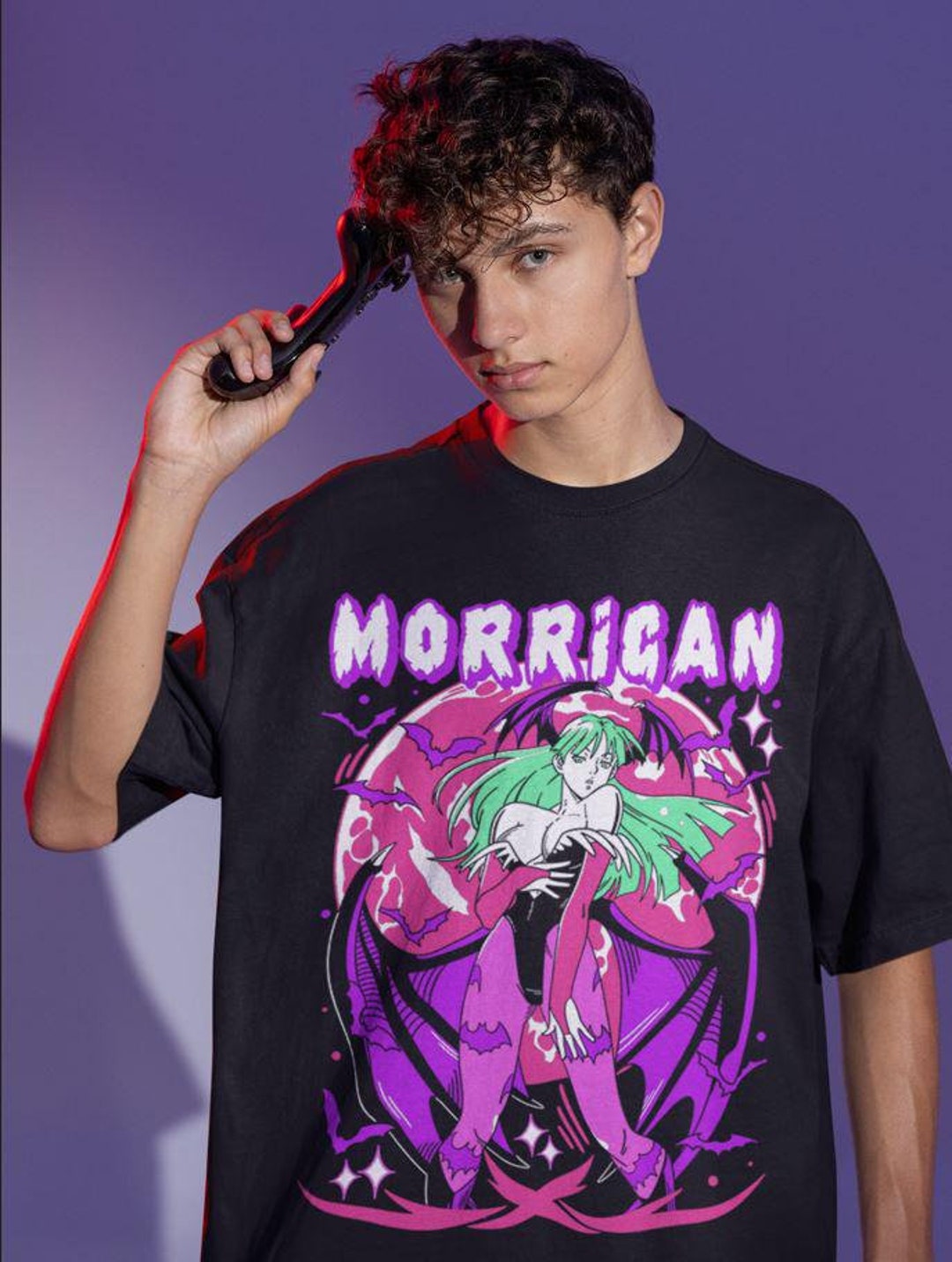 Daarkstalkers Revenge Vampire Morrigan Retro Anime Gaming Waifu T-shirt ...