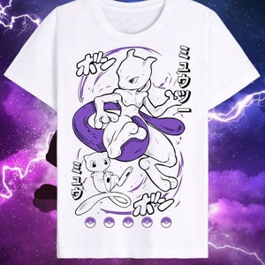 Mewtwo Mew Tee, Video Game T-shirt, Japanese Anime - Etsy