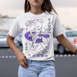 Mewtwo Mew Tee, Video Game T-shirt, Japanese Anime - Etsy