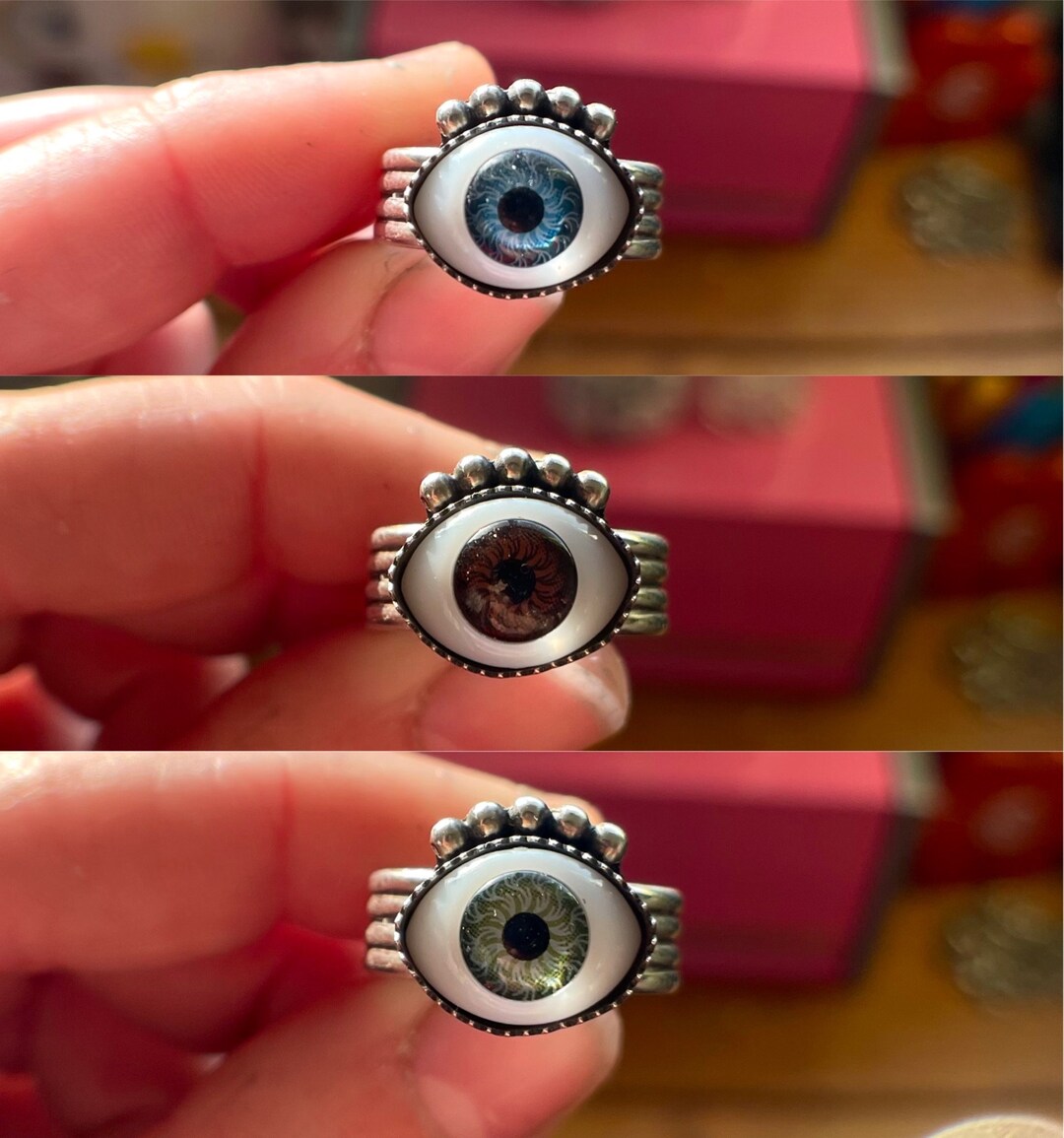 Sterling Silver Eyeball Ring blue/green/or Brown - Etsy