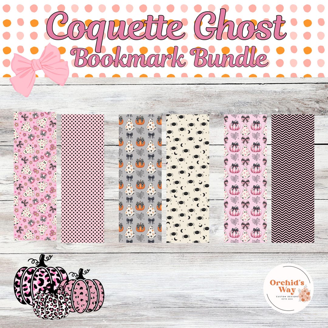 Coquette Ghost Bookmark, Coquette Halloween Bookmark Bundle, Coquette ...
