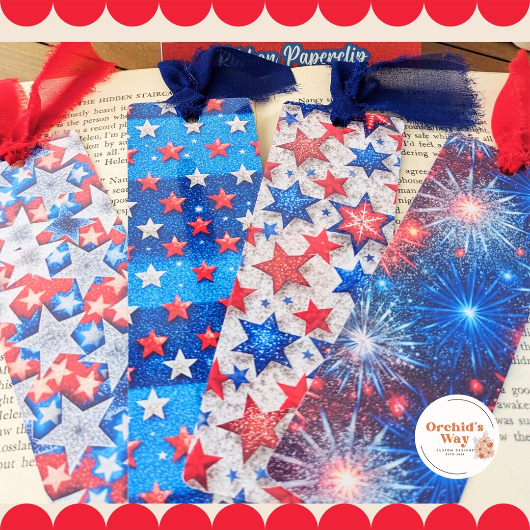 Patriotic 4th of July Bookmark Bundle: Laminated With Tassels - Etsy